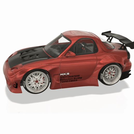 🚗 Mazda RX7 FD3S Rocket bunny and RE amemiya Full kit cartoon style・ 3D ...