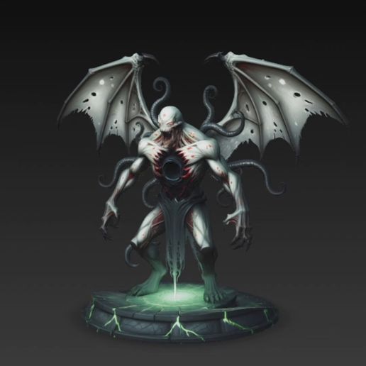 💀 Demon Horror Figure V2 - Dark Fantasy Winged Statue - STL for 3D ...