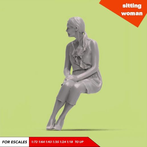 👩 Sitting woman・ STL File for 3D printing・Cults