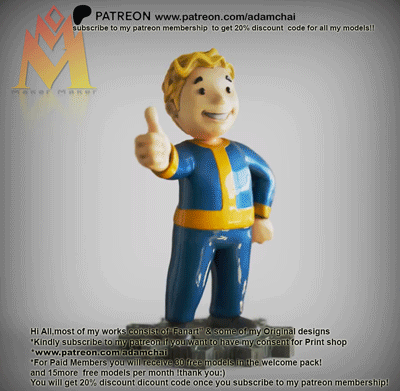 🎮 Vault Boy-Fallout -Classic Game Characters & Mascot-Fanart・ STL File ...