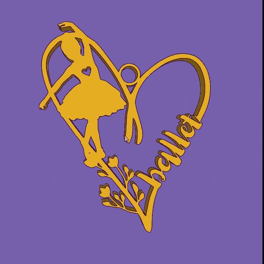 🩰 Ballet Heart Charm Key Chain・ STL File for 3D printing・Cults