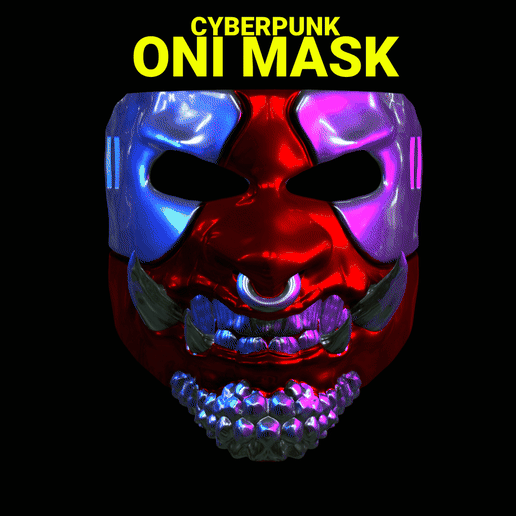 Datei STL Cyberpunk Oni Mask 👹 ・Design für 3D-Drucker zum herunterladen・Cults