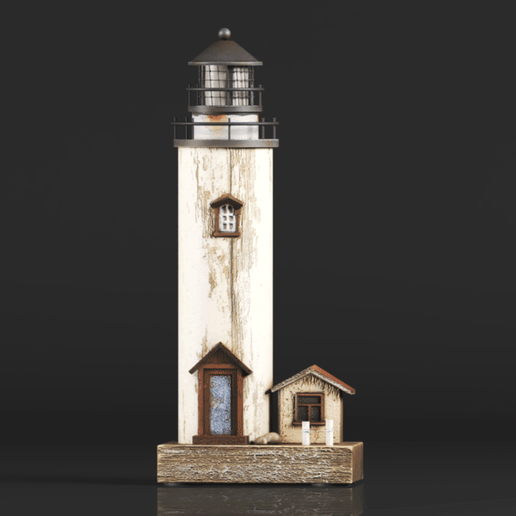🪵 Wooden Lighthouse Decor with Light, Decorative Nautical Lighthouse ...