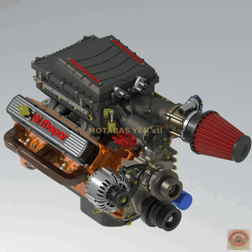🌆 DODGE MOPAR 440 MAGNUM SUPERCHARGER MAGNUSON - ENGINE・ STL File for ...