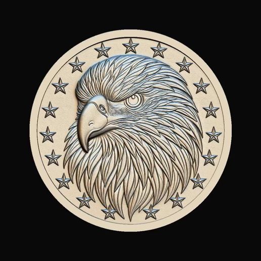 🦅 High Detail Eagle Relief for CNC Laser and 3D Print STL File and 4K Grayscale TIF・ 3D File for ...
