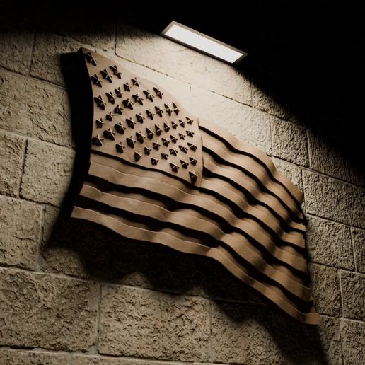 👋 3D STL Design Waving American Flag Relief for CNC Routers and 3D ...