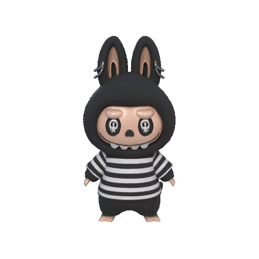 📁 Dark Labubu The Monsters 3D Model - Striped Shirt Edition - Pop Mart ...