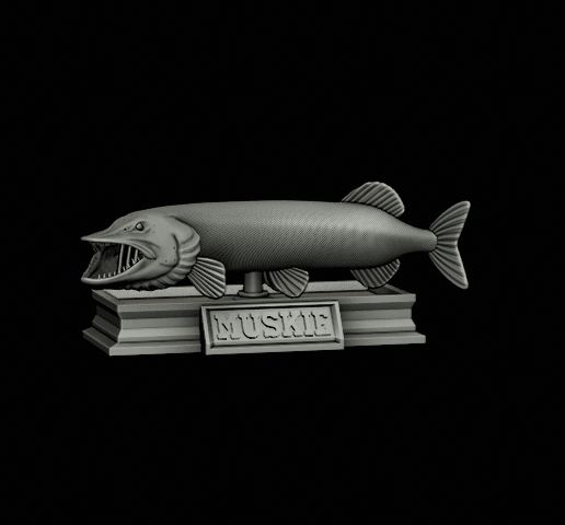 STL file fish pike muskellunge muskie / Esox masquinongy in motion open ...