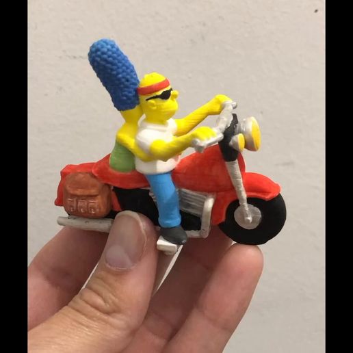 🏍️ Homer Simpson and Marge on Motorcycle・ OBJ File for 3D printing・Cults