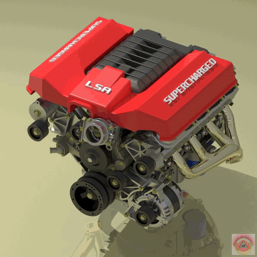 🚙 CHEVROLET LSA SUPERCHARGED - ENGINE・ STL File for 3D printing・Cults