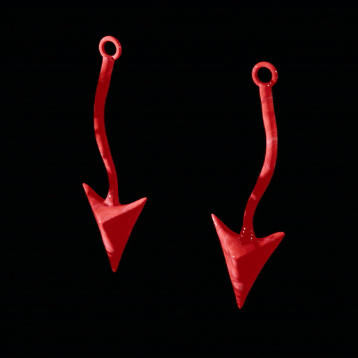 💍 Devil's tail earrings・ STL File for 3D printing・Cults