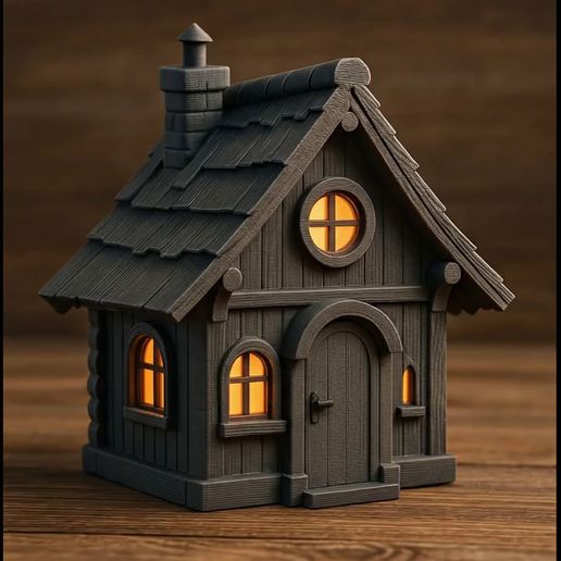 🪵 Cozy Wooden Cottage Lantern STL – 3D Printable Rustic House Lamp ...