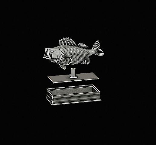 🛰 european perch / Perca fluviatilis in motion statue with storage ...