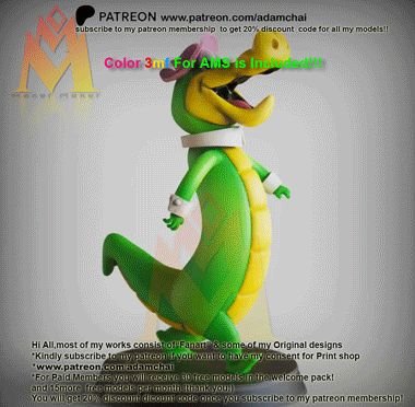 STL file Wally Gator (3mf Bambu AMS color file is included!) -Classic ...