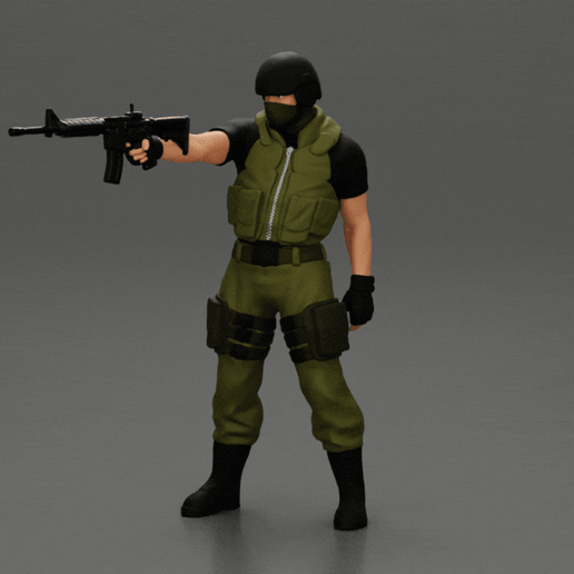 3D file Military precision A man with tactical mastery, wearing a mask ...