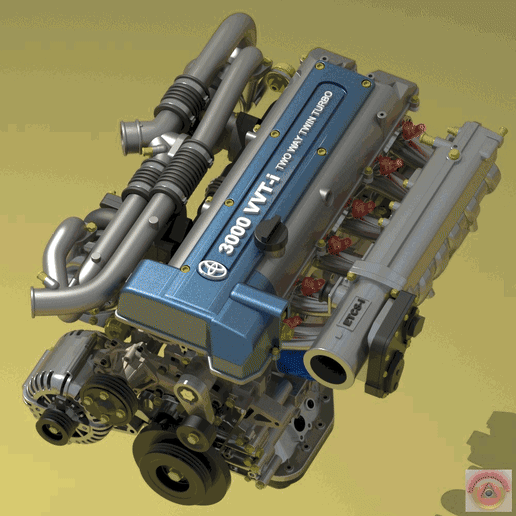 🚗 TOYOTA SUPRA 2JZ GTE VVT-i - ENGINE・ STL File for 3D printing・Cults