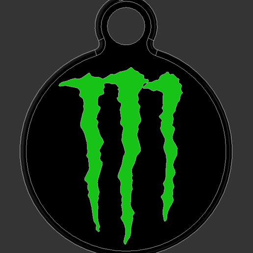 👹 Monster Energy Logo Keyring・ STL File for 3D printing・Cults