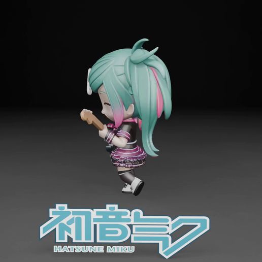 Hatsune Miku Rocker with Guitar - Low Poly Figure / Hatsune Miku Rocker ...