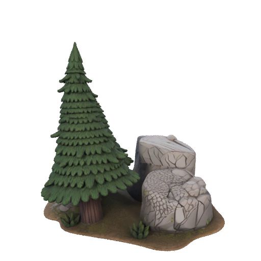 🌳 Stylized Twin Pine Tree Clump | Coniferous Rock Scatter・ STL File for ...