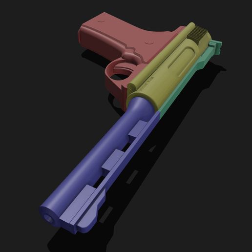 STL file Automag .44 Magnum Pistol ( Prop-Gun ) 1/1 Scale 🔫 (3MF ...