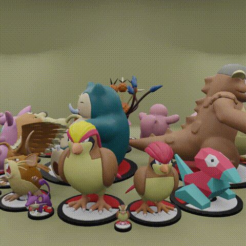 🐉 Pokemon Generation I Normal Type Pack・ STL File for 3D printing・Cults