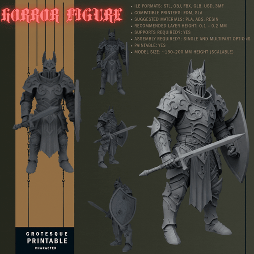 👾 Embodiment of Heroism – 3D Printable Detailed Fantasy Knight Figure ...