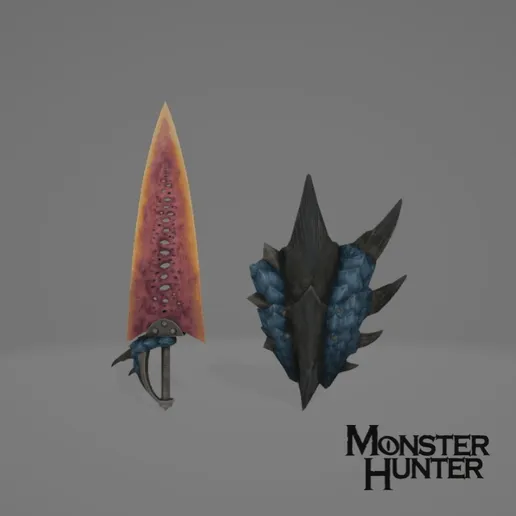 👹 MONSTER HUNTER WORLD AZURE RATHALOS SWORD AND SHIELD・ STL File for 3D ...