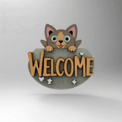 🪞 kitty welcome sign・ STL File for 3D printing・Cults
