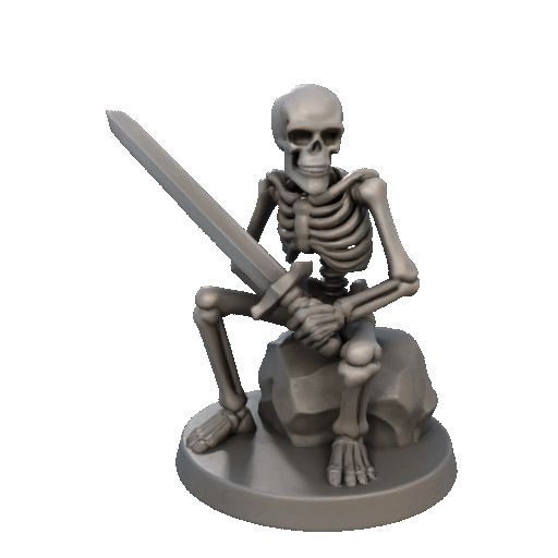 💀 Skeleton Warrior Sitting on Rock - 3D Printable Miniature・ STL File ...