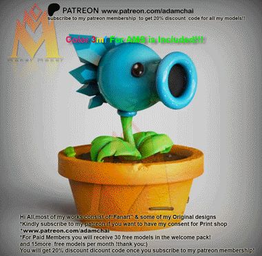 🧊 Ice Peashooter- Plants vs. Zombies(color 3MF for Bambu AMS Included ...
