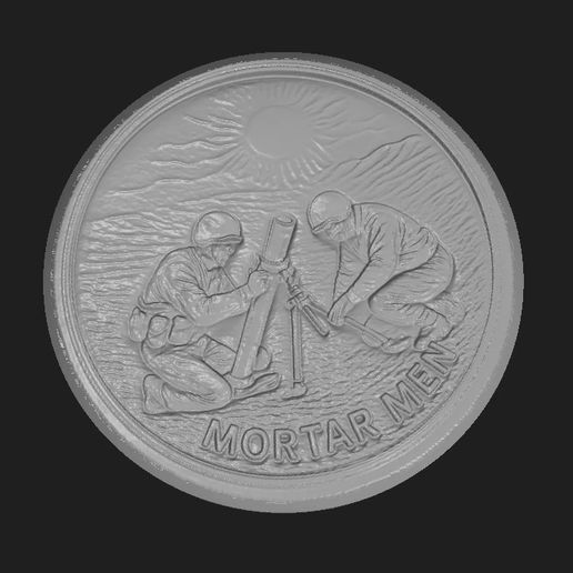 🪖 mortar men military coin token wall art・ STL File for 3D printing・Cults
