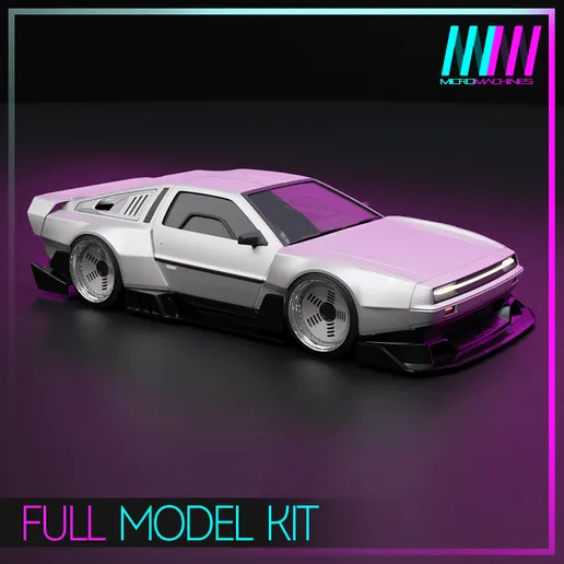 🚗 Custom Widebody Delorean Full MODEL KIT 1/24・ 3D File for 3D printing ...