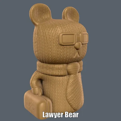 🧑‍⚖️ Unicorse Lawyer Bear Finger Toy & Keychain (Easy print no support ...