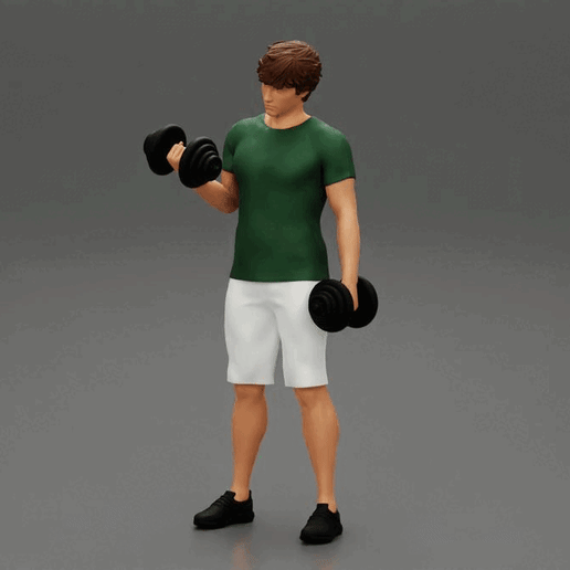 arquivo 3D Hombre musculoso entrenando en gimnasio haciendo ejercicios ...