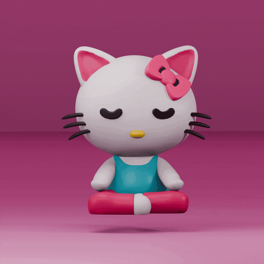 👋 Hello Kitty Meditating | Yoga | Calm・ STL File for 3D printing・Cults