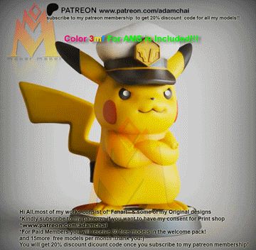 🎩 Pikachu Captain Hat pose(3MF for Bambu AMS File Included) - Pokémon ...