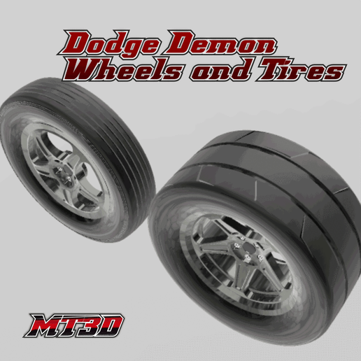 🛞 Dodge Demon 18'' Front and Rear wheel with tires・ 3D File for ・Cults
