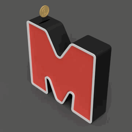 💰 3D Alphabet Letter (M) Money Bank・ STL File for 3D printing・Cults