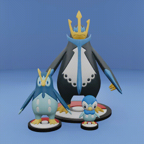 STL file Pokemon No. 393-395 Piplup, Prinplup, Empoleon 🐉 ・3D print ...