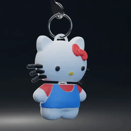 👋 HELLO KITTY, A CUTE ARTICULATED KEYCHAIN・ STL File for 3D printing・Cults