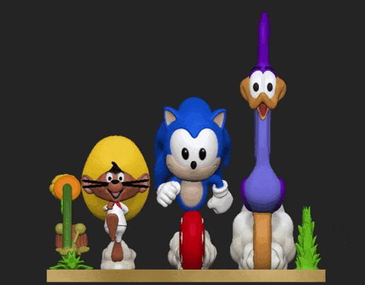 🏎️ Sonic, Road Runner and Speedy Gonzales・ 3D File for 3D printing・Cults