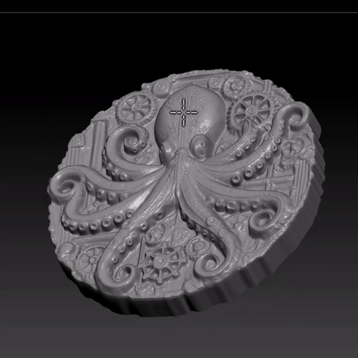🐙 Steampunk Octopus Plaque 3D Model for CNC Router, 3D Printing, Laser ...