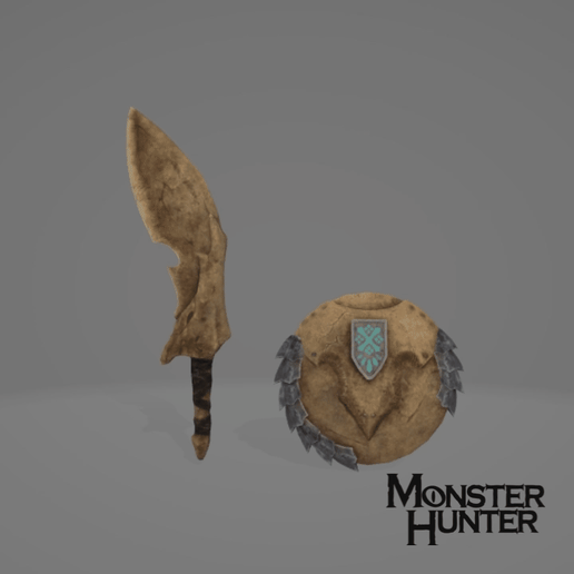 STL file MONSTER HUNTER WORLD BONE 1 SWORD AND SHIELD 👹 (OBJ)・3D ...