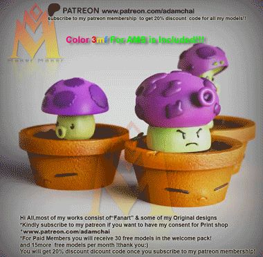 🌻 Puff Shroom,Scaredy-shroom,Fume Shroom Combo(Color 3mf Included ...