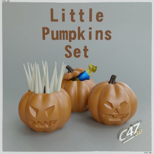 🎃 Little Pumpkins Set・Free STL File for ・Cults