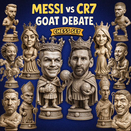 🐐 Messi vs CR7 GOAT Debate – 3D Printable Chess Set with Football-Style ...