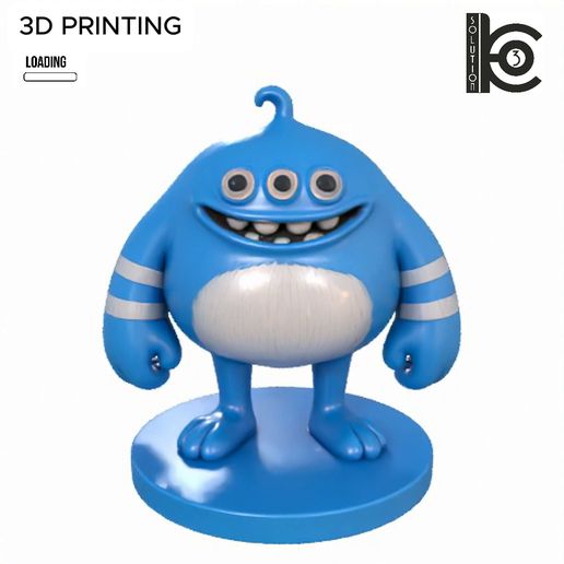 👹 Triple-Eyed Smiley - Blue Monster Edition・ STL File for 3D printing・Cults