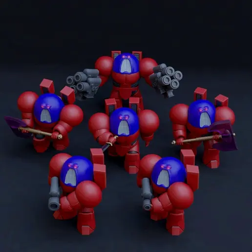 🛰 Space King - Psycho Warriors 6 Pack・ STL File for 3D printing・Cults