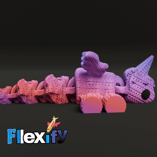 🦄 Articulated knitted Unicorn・ STL File for 3D printing・Cults