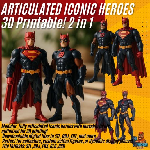 🦸 Superhero Fusion Figures– 3D Printable Action Model Set・ STL File for ...